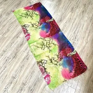Accessories | Gauzy Wool Animal Print Multicoloured Scarfbody Wrap W ...